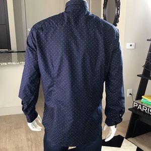 Mango | Shirts | Mango Dark Blue Shirt Wwhite Dots | Poshmark